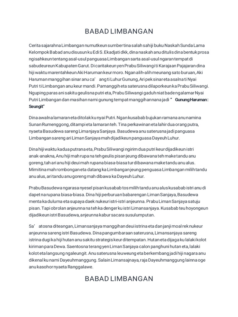 Babad Limbangan | PDF