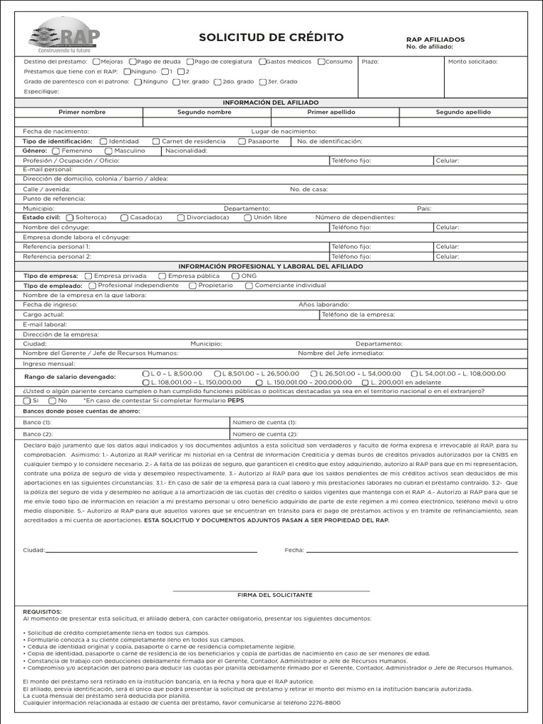 FORMULARIO-SOLICITUD-DE-CRÉDITO | PDF | Crédito | Finanzas y ...