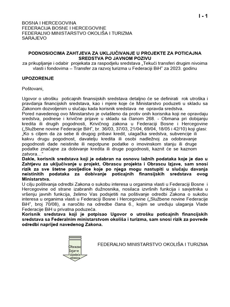 01 Izjava o Realizaciji Projekta (I-1) | PDF