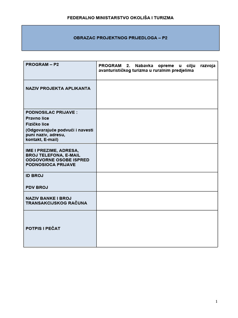 Prilog I OBRAZAC P2 2023 | PDF