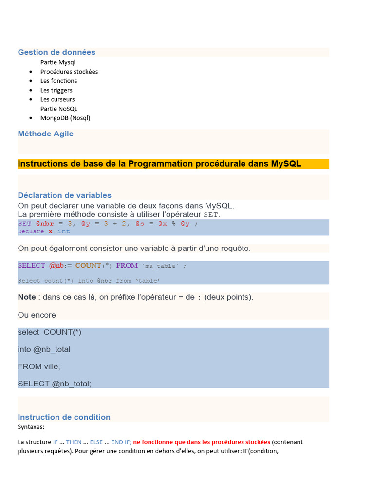 1 - Utilisation de Variables Dans MySQL | PDF