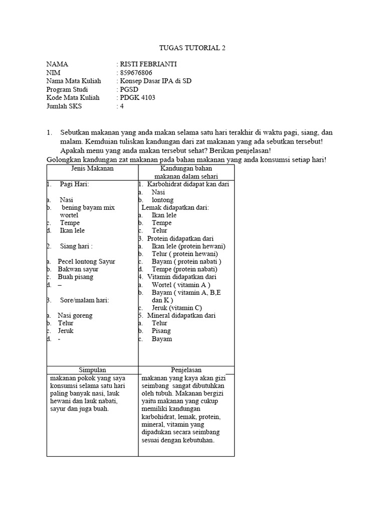 TUGAS TUTORIAL 2 KONSEP DASAR IPA DI SD | PDF