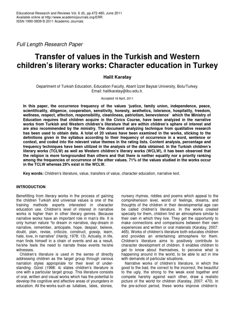 Transfer of Values in The Turkish and We | PDF
