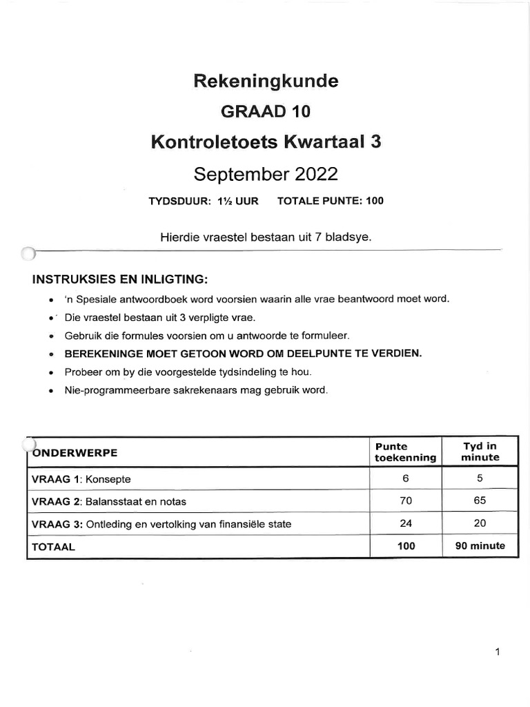 Graad 10 Rek | PDF