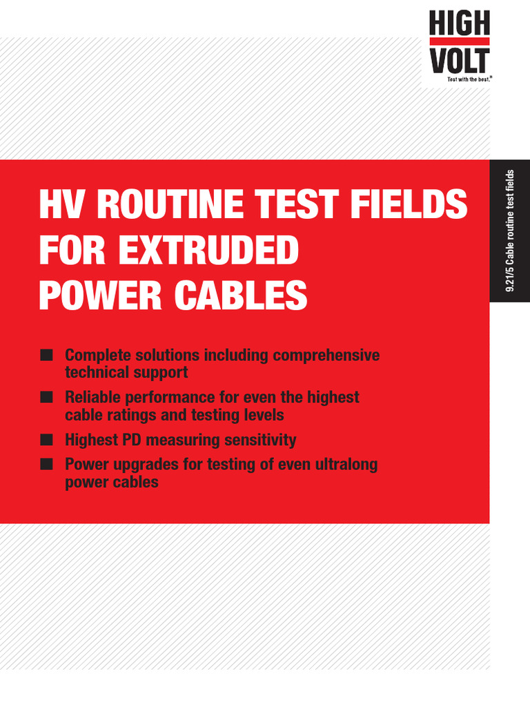 HV Routine Test Fields For Extruded Power Cables Product Brochure 9.21 ...