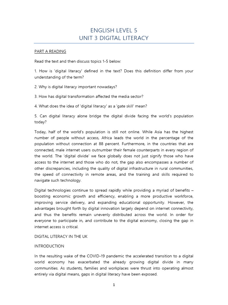 UNIT 3_DIGITAL_LITERACY_STUDENT | PDF