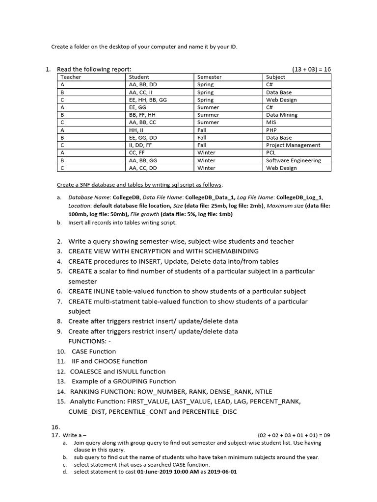 Create A Folder On The Desktop of Your Computer and Name It by Your ID | PDF | Databases ...