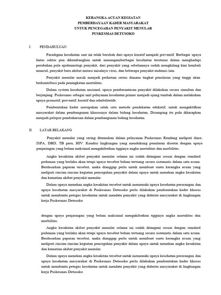 KA Pemberdayaan Kader Masyarakat Untuk Pencegahan Penyakit Menular | PDF