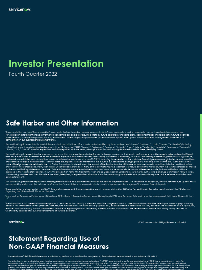 104 Servicenow q4 2022 Investor Presentation | PDF