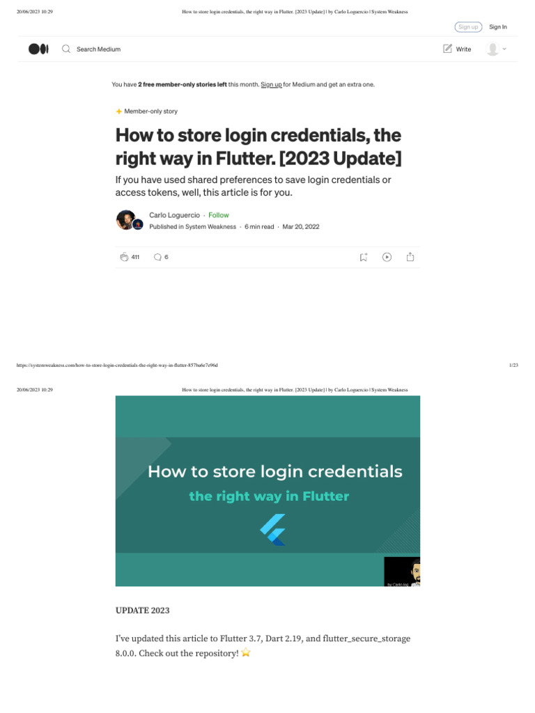 How To Store Login Credentials, The Right Way in Flutter. (2023 Update) - by Carlo Loguercio ...