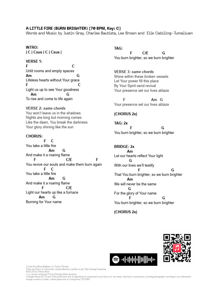 A Little Fire Burn Brighter Chord Chart | PDF