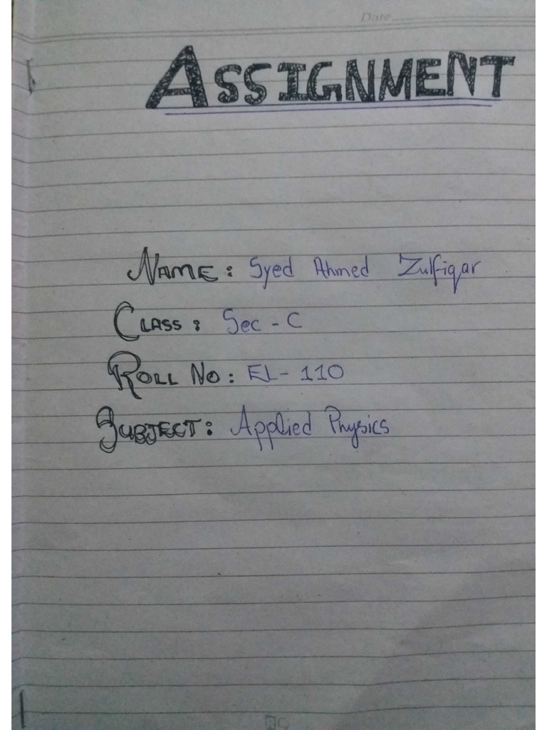 Applied Physics Assignment | PDF