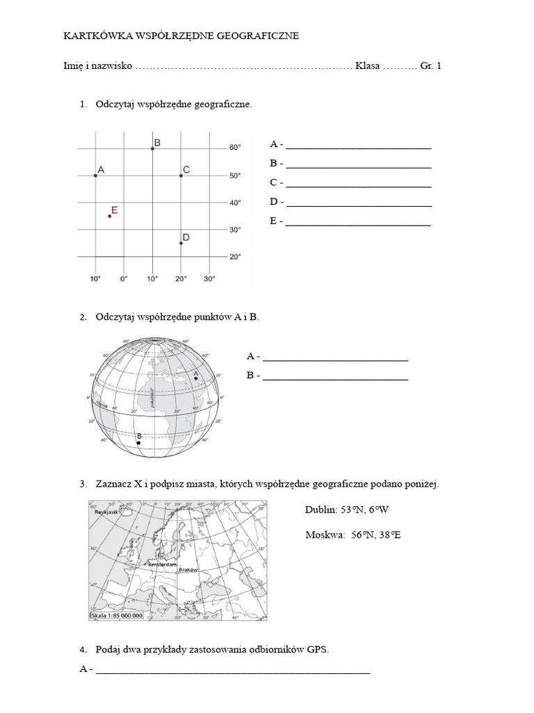 Geo. Kar. Współrzedne Gr. 1,2 | PDF