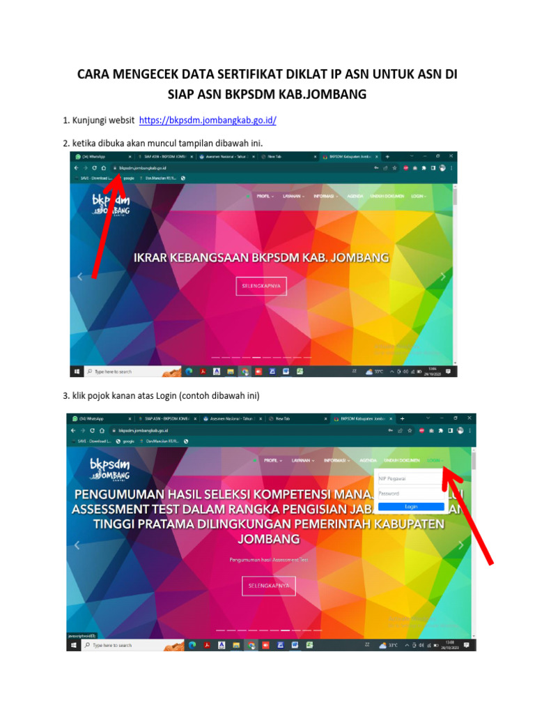 Cara Mengecek Data Sertifikat Diklat Ip Asn Untuk Asn Di Siap Asn BKPSDM Kab | PDF