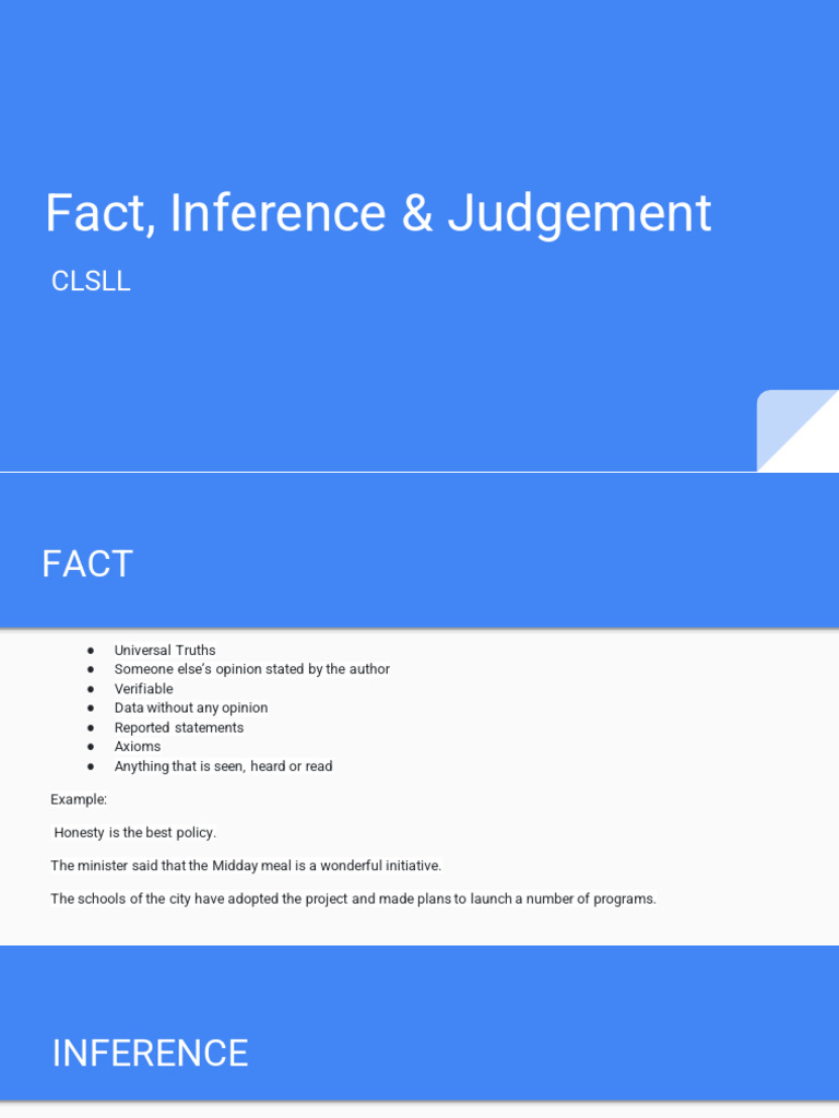 Fact, Inference & Judgement | PDF