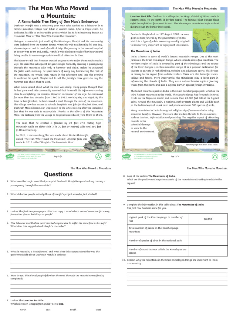 Dashrath Manjhi: The Mountain Man's Legacy | PDF | Himalayas | Mountains