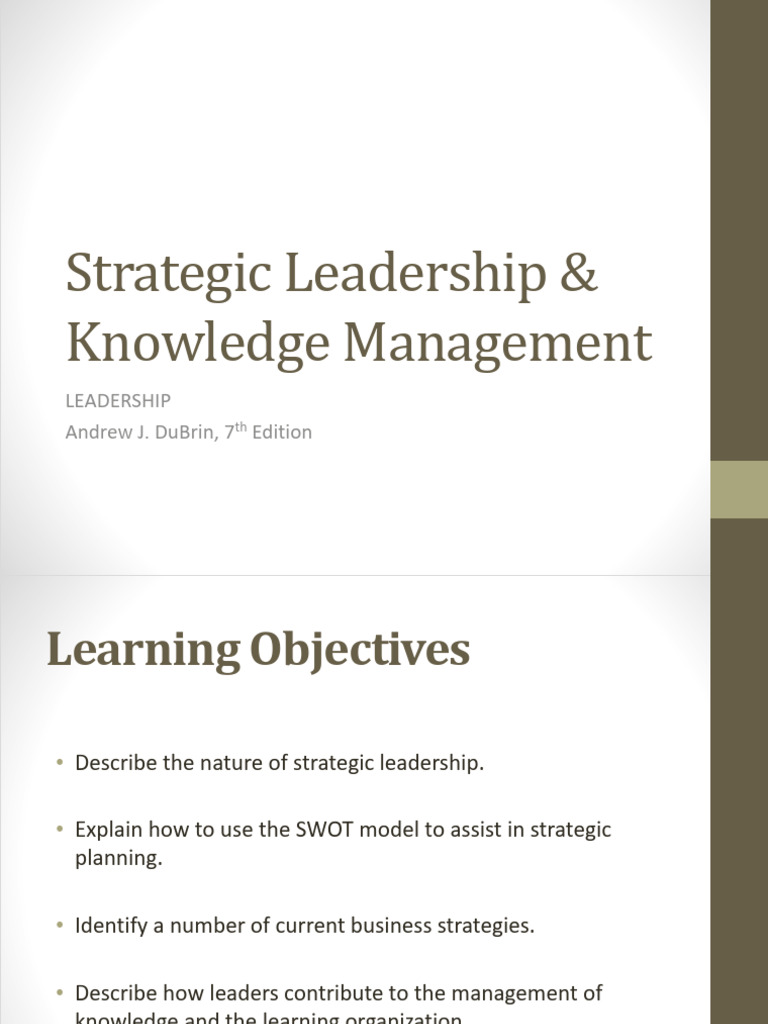 Strategic Leadership in Knowledge Management | PDF