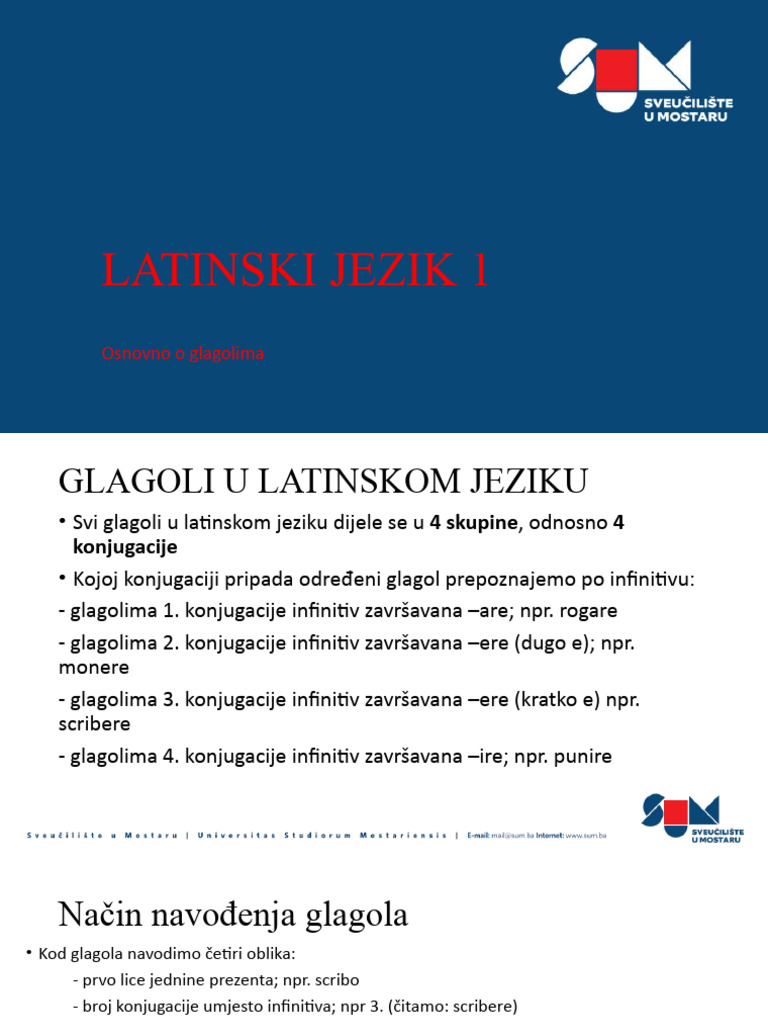 Osnovno o Glagolima - Lekcija | PDF