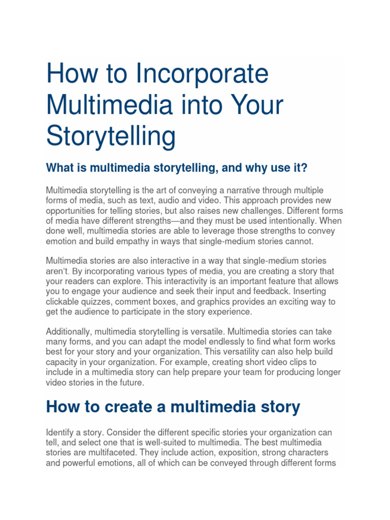 Multimedia Storytelling Essentials | PDF