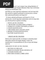 Motorcycle Full Service Checklist | PDF