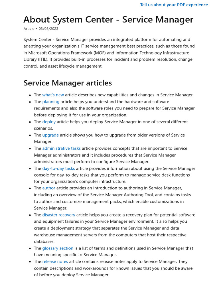 System Center Service Manager 2019 Overview | PDF
