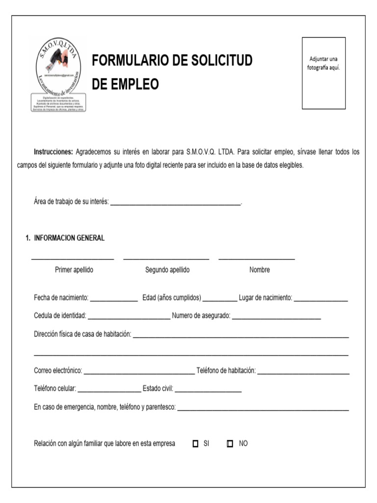 Formulario de Solicitud | PDF