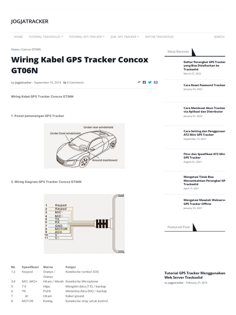 Wiring Kabel GPS Tracker Concox GT06N | PDF