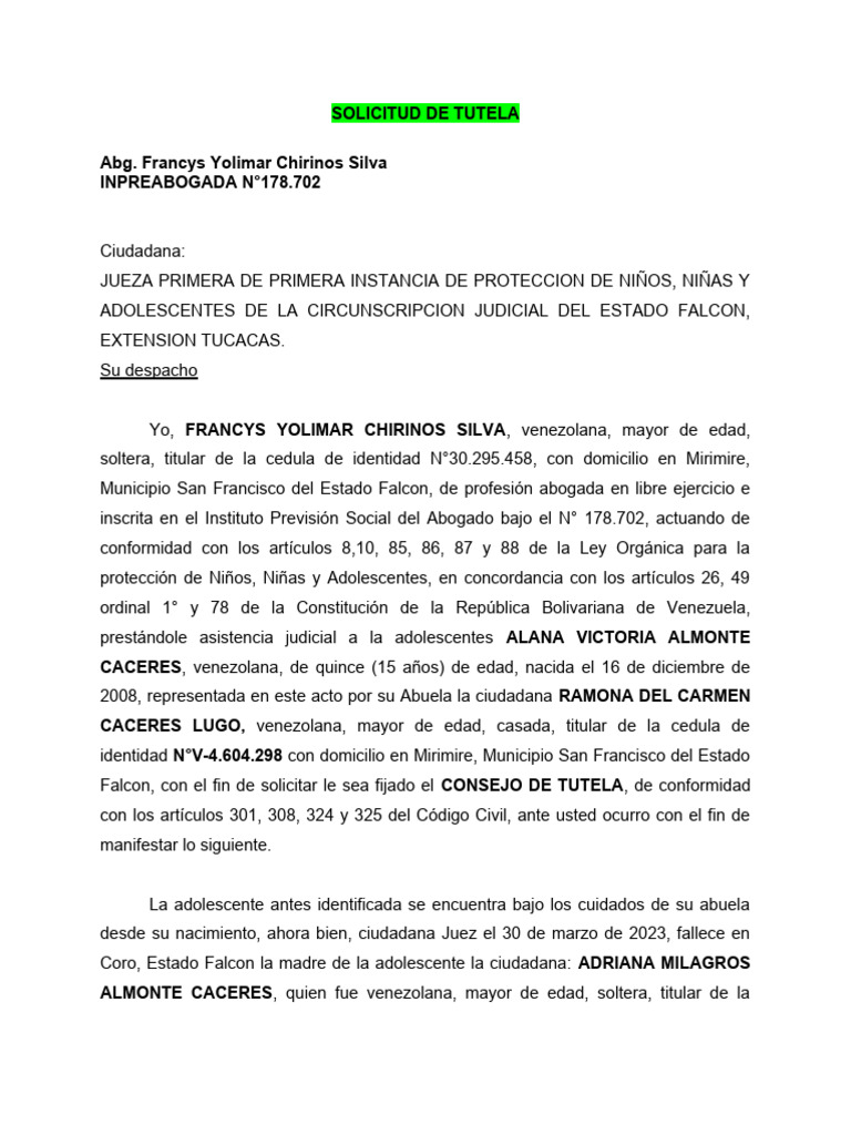 Solicitud de Tutela | PDF | Venezuela | Gobierno
