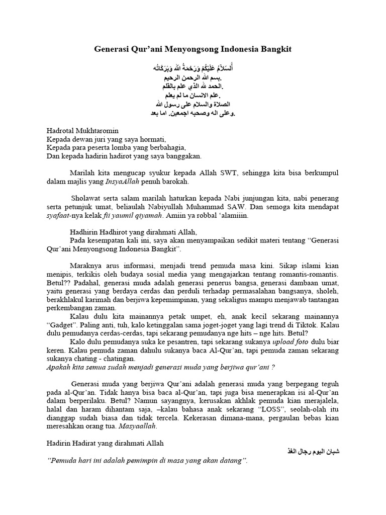 Generasi Qurani Menyongsong Indonesia Bangkit 2 | PDF
