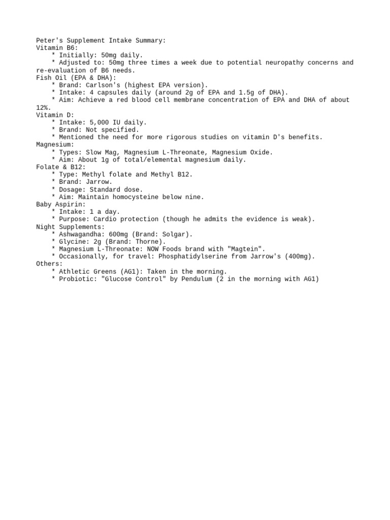 Peter Attia Supplement | PDF