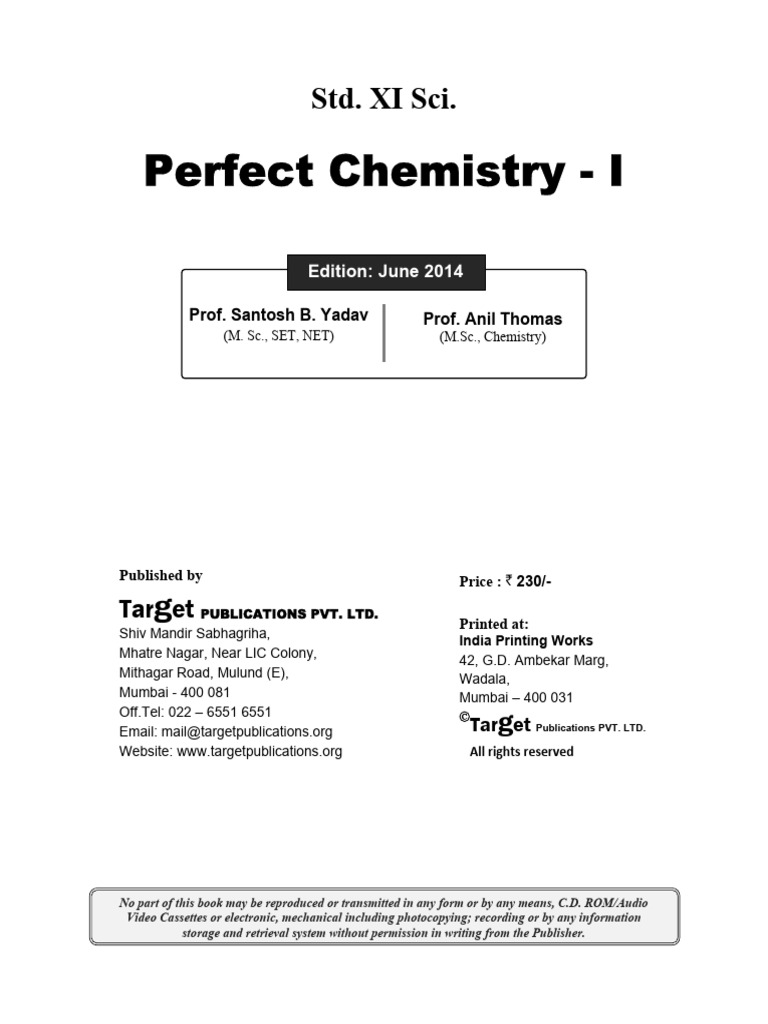 Std 11 Perfect Chemistry Guide PDF | PDF | Chemical Compounds ...