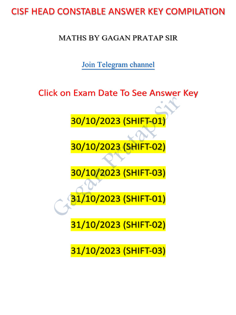 Cisf HCM Answer Key in (English) | PDF