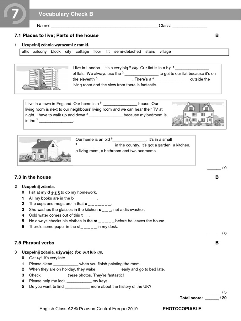EC - A2 - Tests - Vocabulary Check 7B | PDF | Home Economics ...