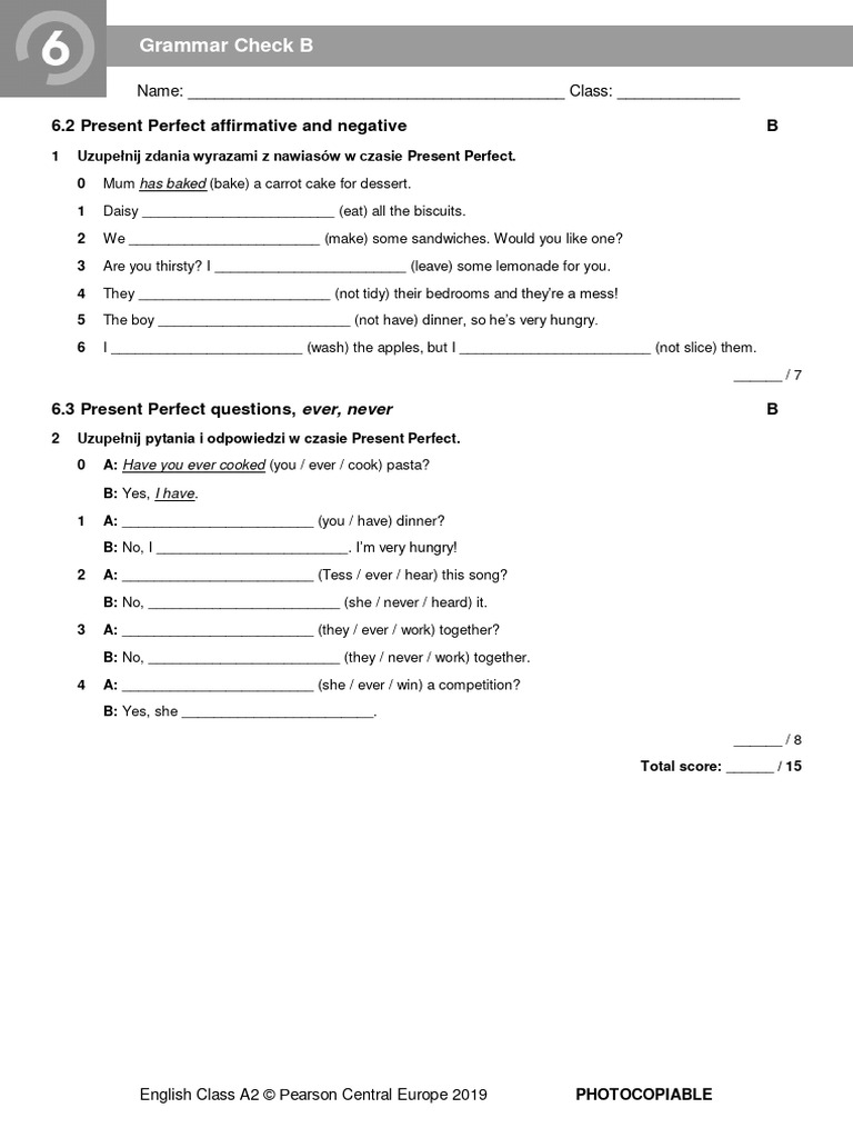 EC - A2 - Tests - Grammar Check 6B | PDF