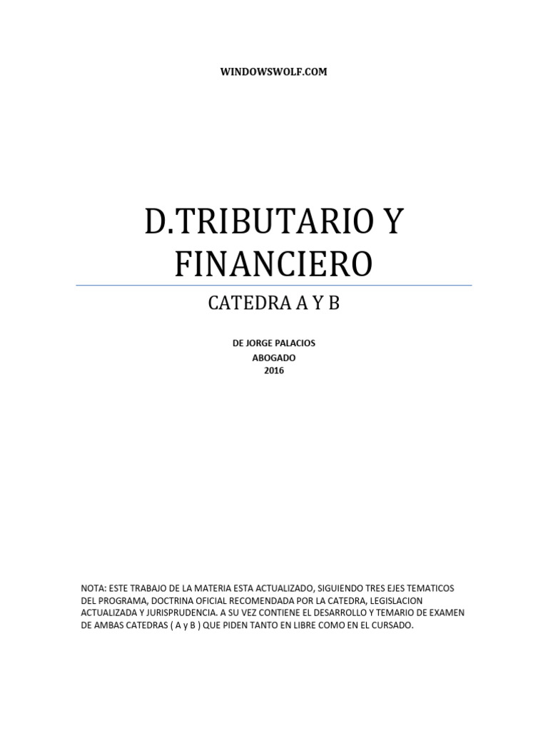 Resumen Tributario - Jorge Palacios. | PDF | Presupuesto | Estado (política)