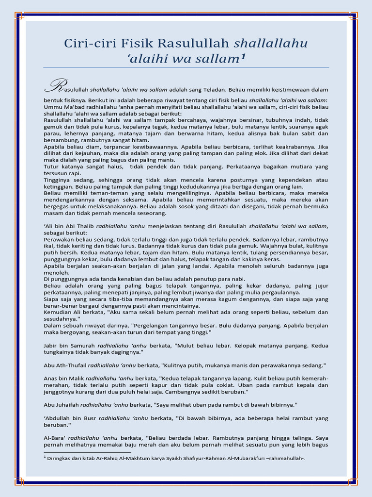 Ciri Fisik Rasulullah | PDF