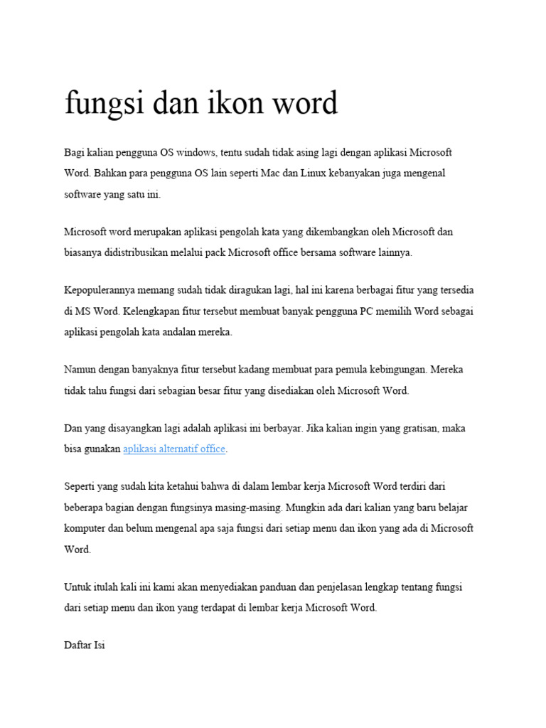 Fungsi dan Ikon di Microsoft Word | PDF