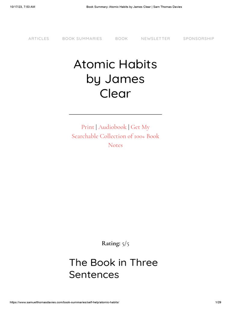 Atomic Habits Summary 1 | PDF | Habits | Motivation