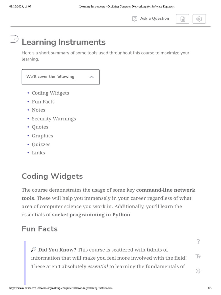 2 Learning Instruments - Grokking Computer Networking for Software Engineers | PDF