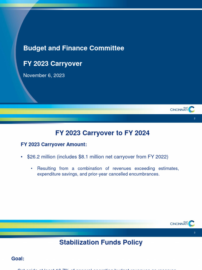 Cincinnati Carryover Budget Presentation - Nov. 2023 | PDF