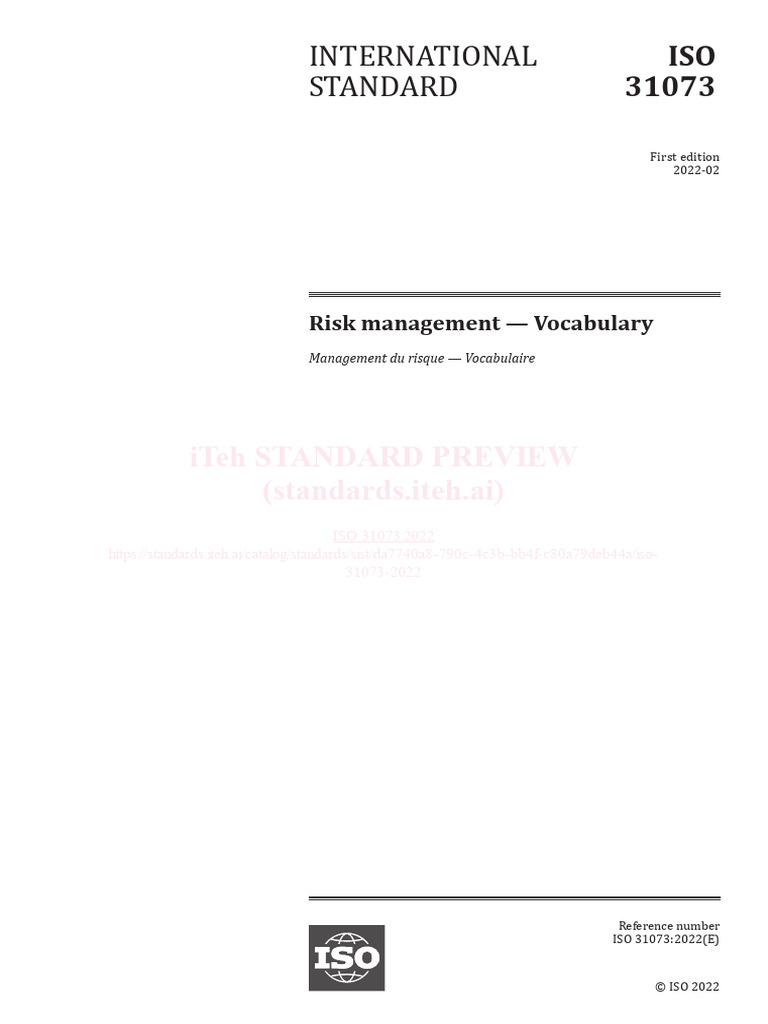 Iso 31073 2022 | PDF | Risk | Risk Management