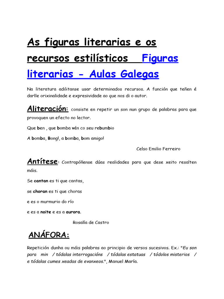 As Figuras Literarias e Os Recursos Estilísticos | PDF