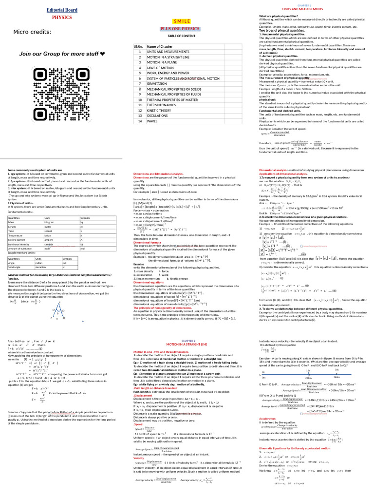 Plus One Physics Micro | PDF | Force | Kilogram