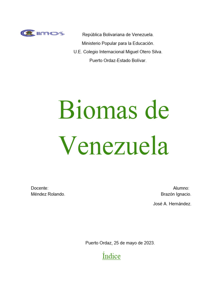Biomas de Venezuela | PDF | Selva | Ecosistema