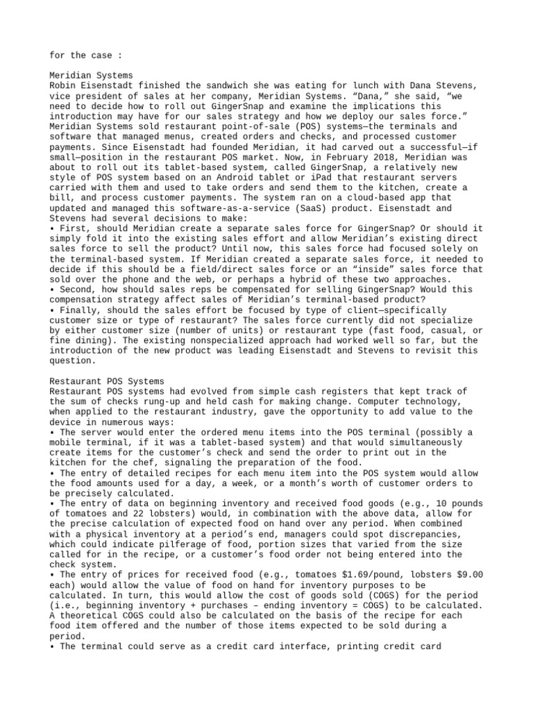 Endterm Meridian Case | PDF | Point Of Sale | Franchising