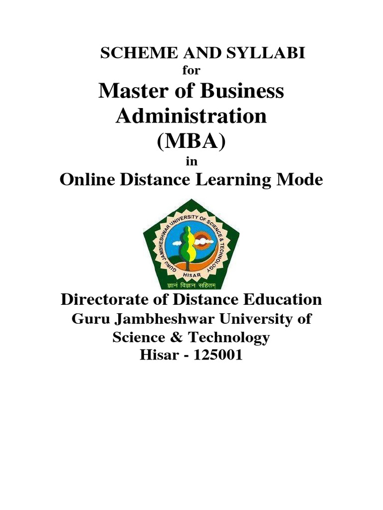 MBA Syllabus for Online Learning | PDF