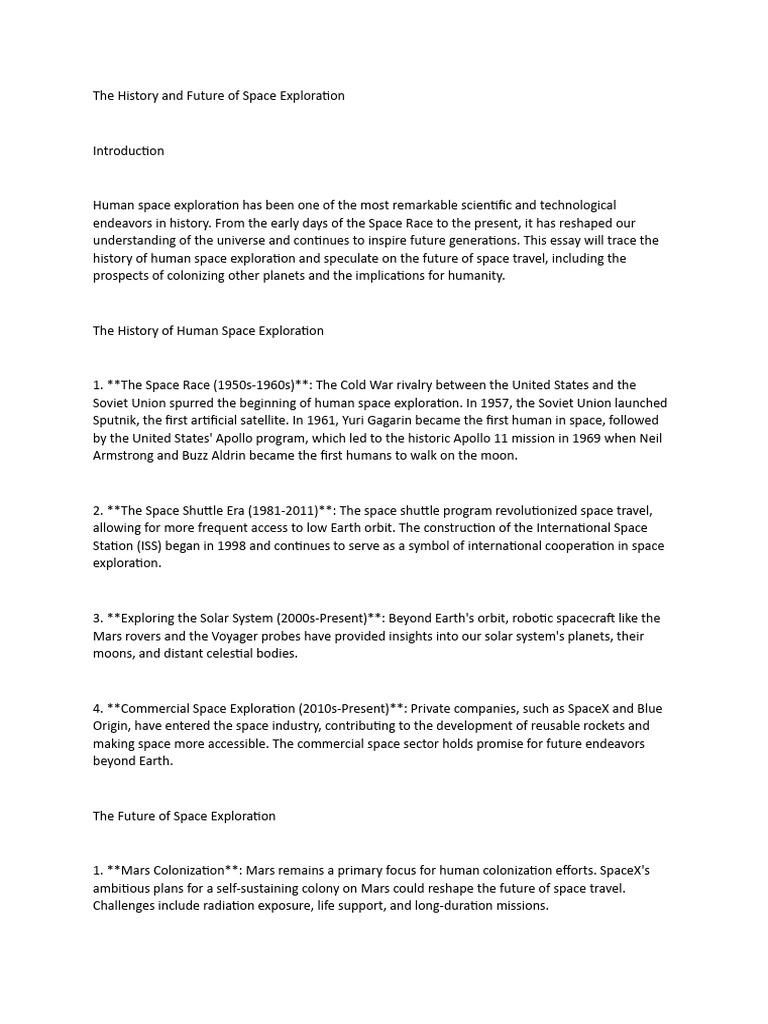 Space Exploration: Past, Present, Future | PDF | Space Exploration ...