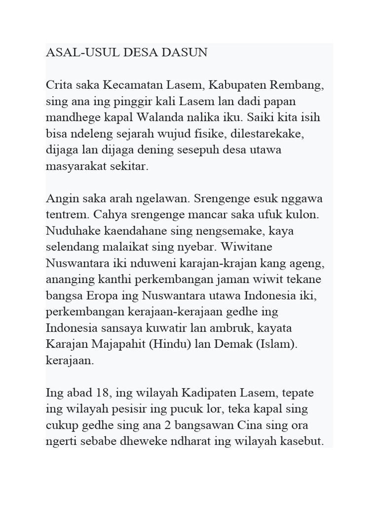 Asal Usul Dasun | PDF