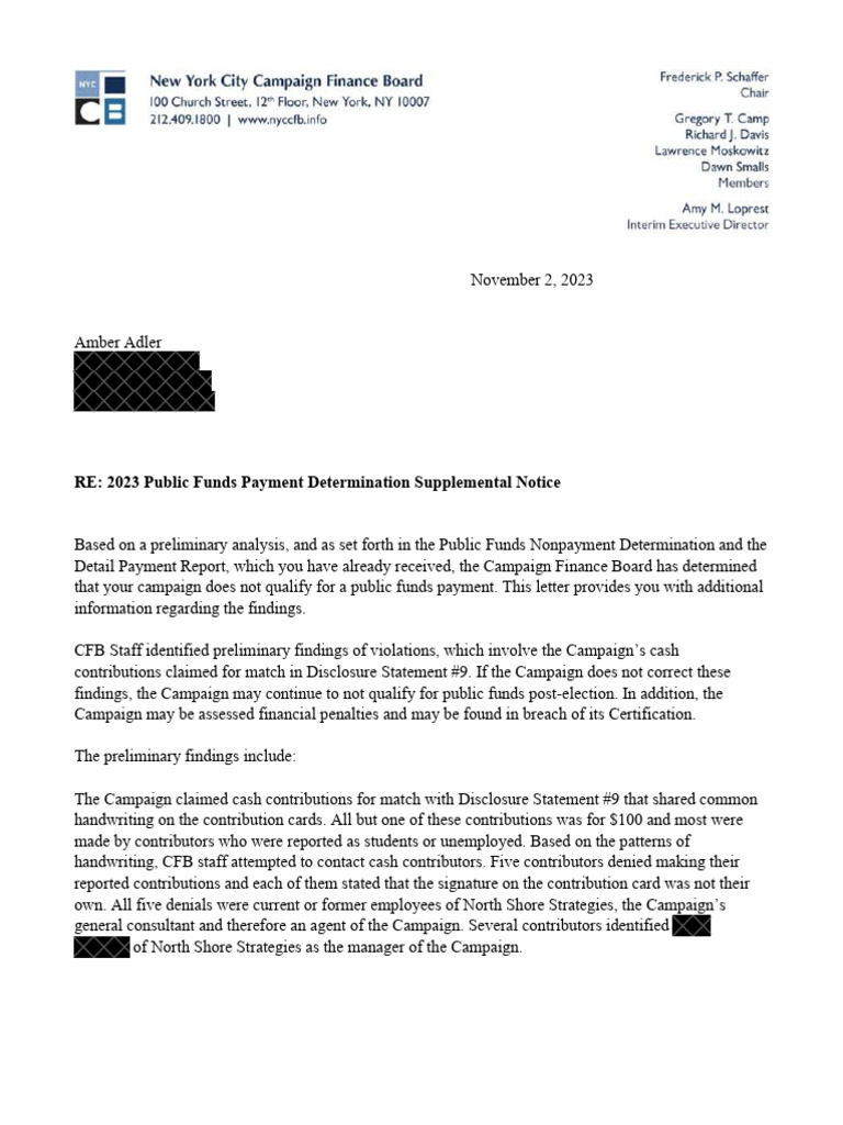 CFB Notice To Amber Adler | PDF | Notary Public | Justice