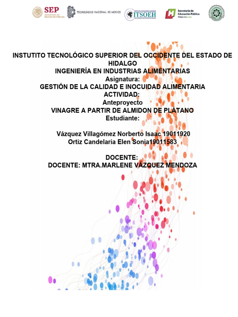 Vinagre A Partir de Almidon de Platano y Residuos de La Industria ...